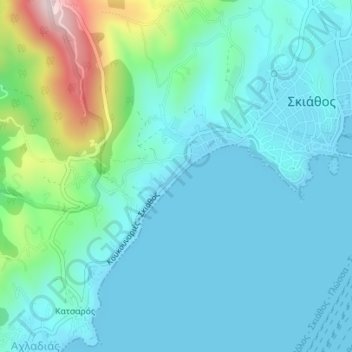 Topografisk karta Megali Ammos, höjd, relief